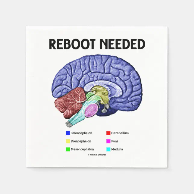 Reboot Needed Brain Anatomy Geek Humor Napkins | Zazzle