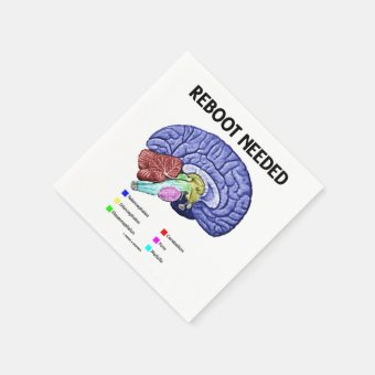 Reboot Needed Brain Anatomy Geek Humor Napkins | Zazzle