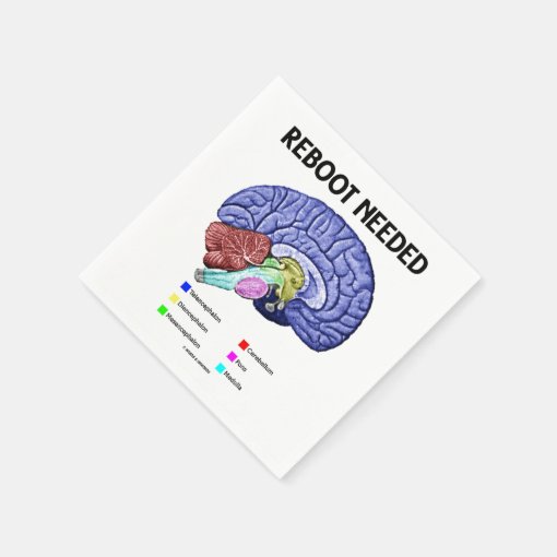 Reboot Needed Brain Anatomy Geek Humor Napkins | Zazzle