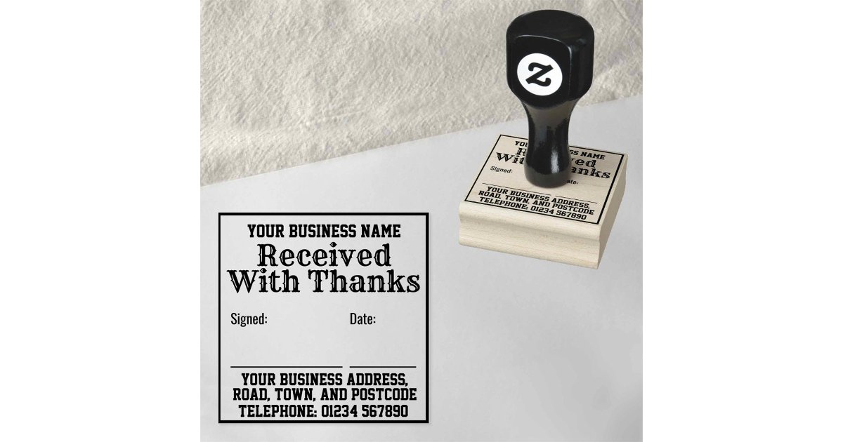 Received With Thanks with Name, Address. Receipt Rubber Stamp | Zazzle