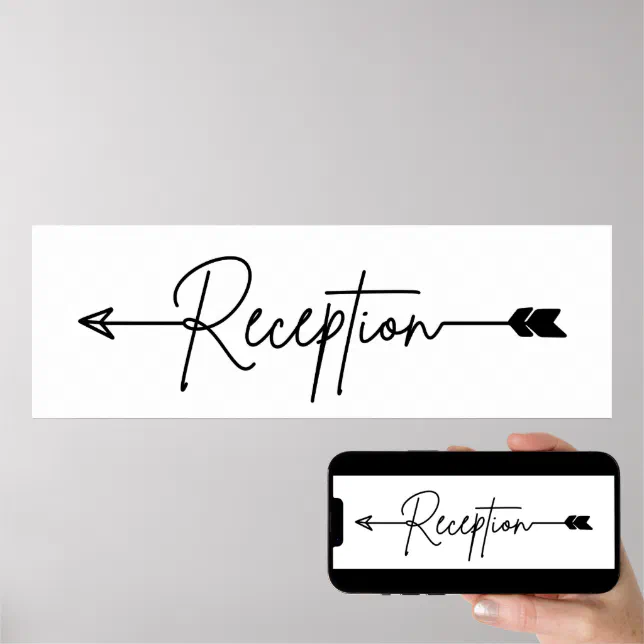 Reception direction sign, wedding arrow sign left | Zazzle