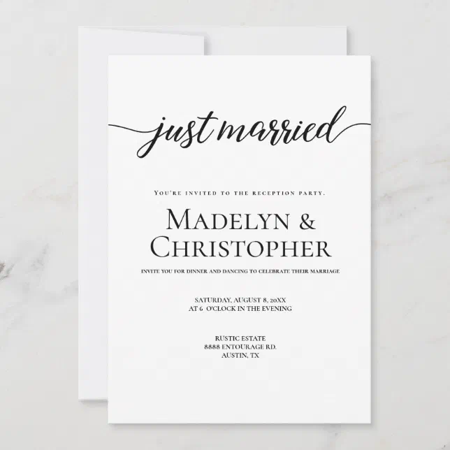 Reception Only Wedding Photo Just married Invitation | Zazzle