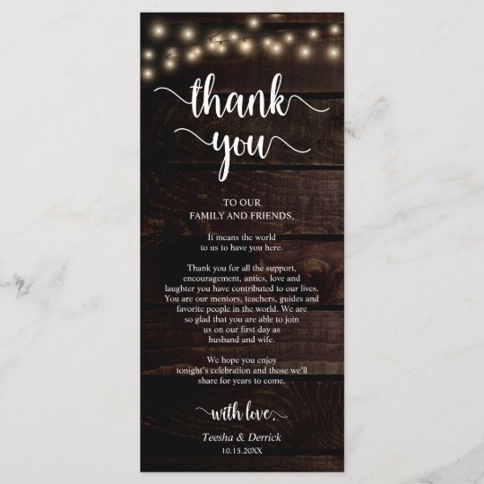 Reception Place Setting Thank You, Kraft Cards | Zazzle.com