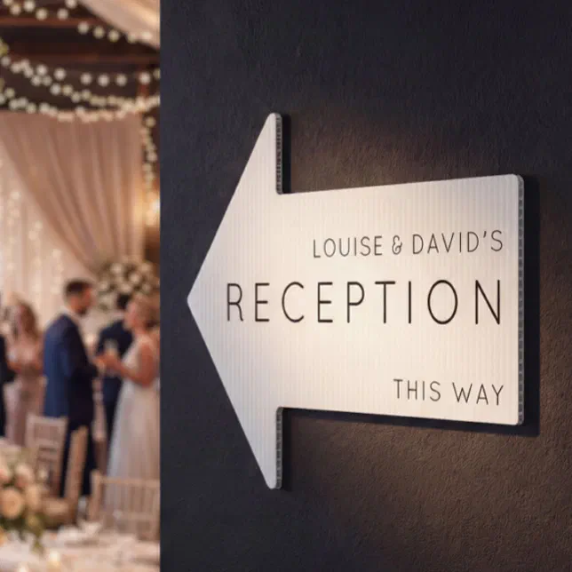 Reception This Way Arrow Minimalistic Yard Sign | Zazzle