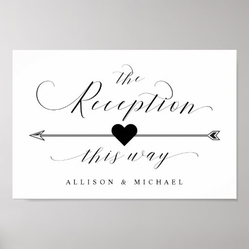 Reception This Way Elegant Script Directional Sign | Zazzle