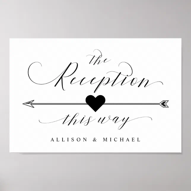 Reception This Way Elegant Script Directional Sign | Zazzle