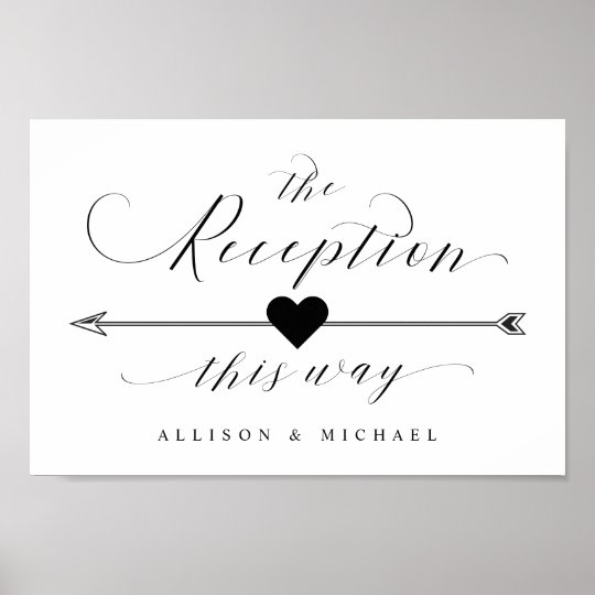 Reception This Way Elegant Script Directional Sign | Zazzle.com
