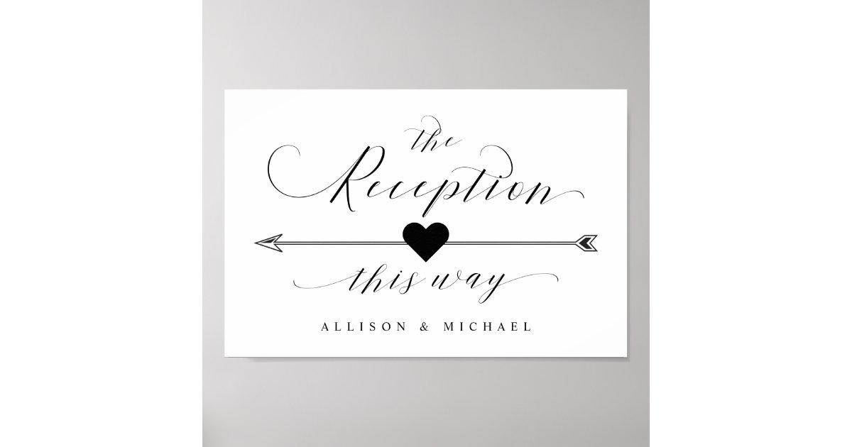 Reception This Way Elegant Script Directional Sign | Zazzle