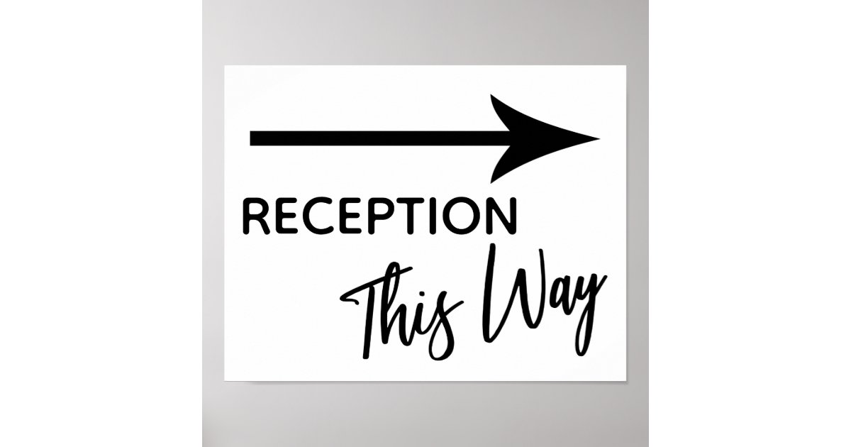 Reception This Way Simple Black & White Arrow Sign | Zazzle