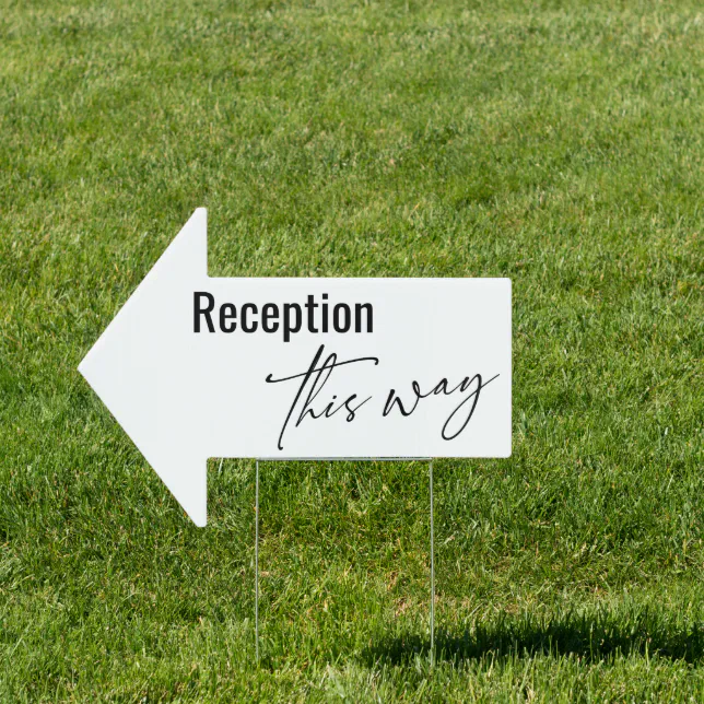Reception This Way Simple Typography White Sign | Zazzle