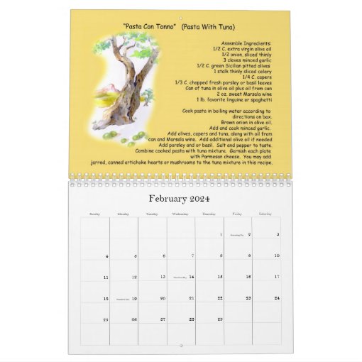 Recipe and Images of Sicily Calendar | Zazzle