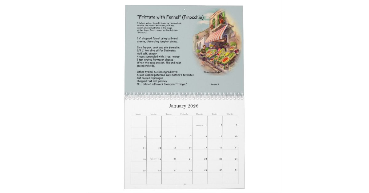 Recipe and Images of Sicily Calendar | Zazzle