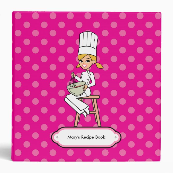Recipe Binder with Chef Girl Illustration | Zazzle.com