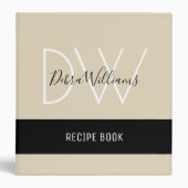 Recipe Book with Custom Monogram beige Binder | Zazzle