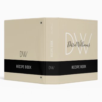 Recipe Book with Custom Monogram beige Binder | Zazzle