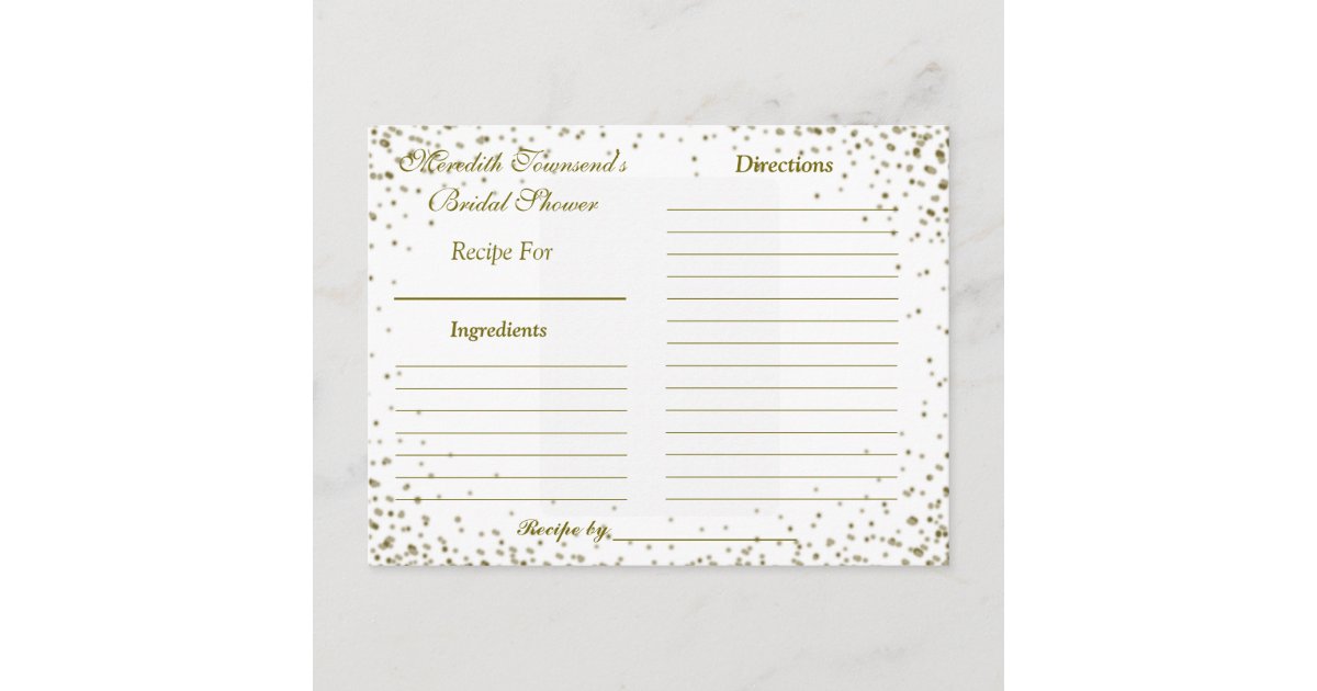 Recipe Card | Gold Confetti | Zazzle