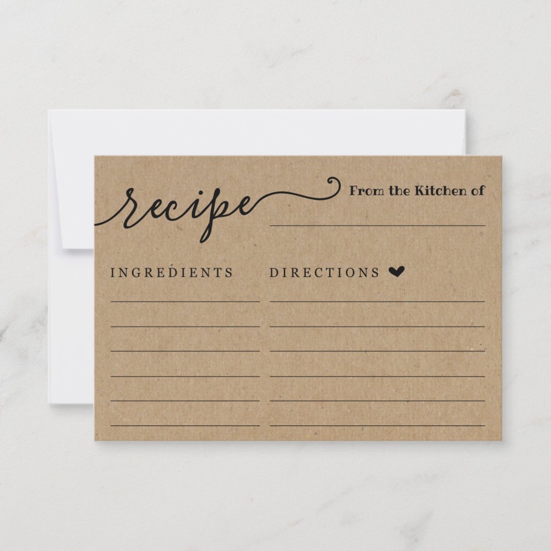 Recipe Card on Rustic Kraft Background | Zazzle