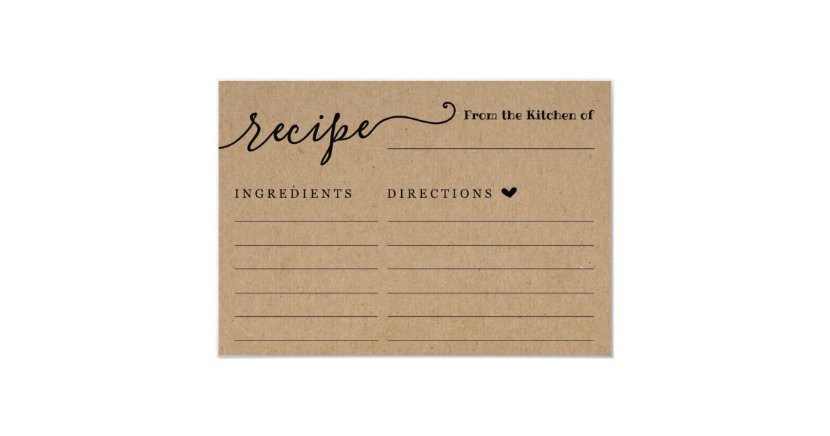 Recipe Card on Rustic Kraft Background | Zazzle.com