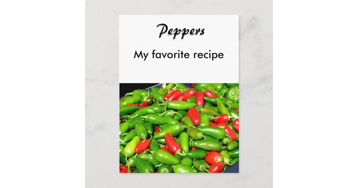 Recipe Card - Peppers | Zazzle