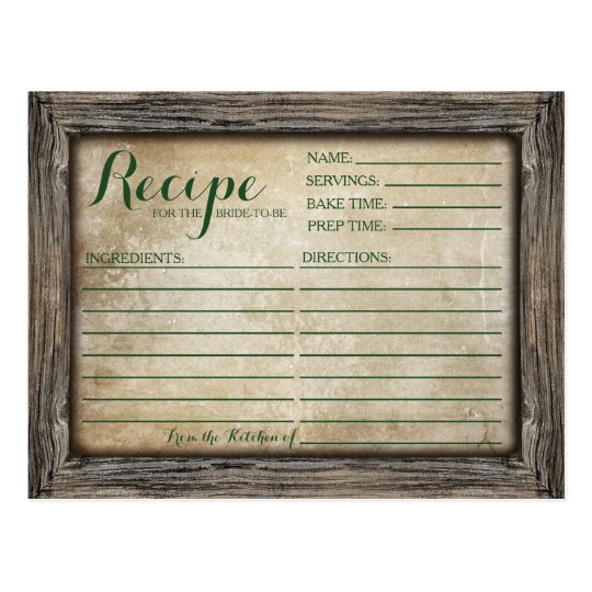 Recipe Card | Rustic Calligraphy Card | Zazzle.com