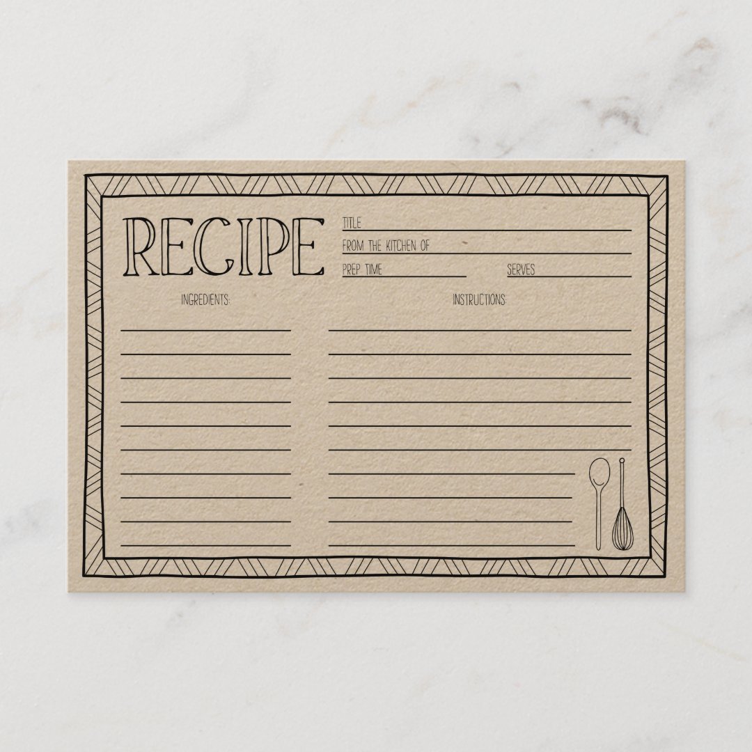 Recipe Card Wedding Insert Enclosure Card | Zazzle