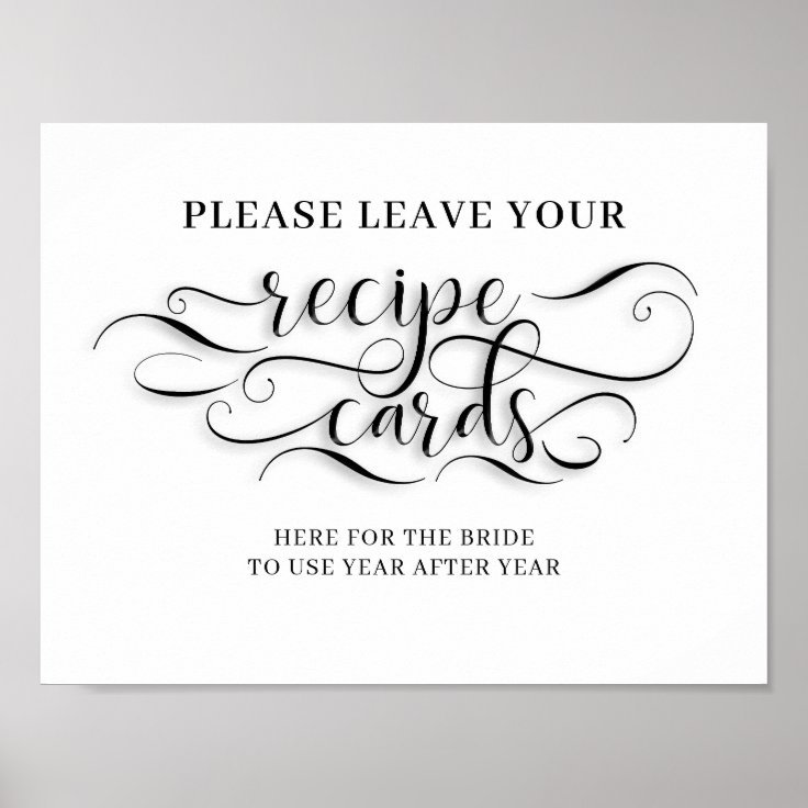 Recipe Cards For The Bride Wedding Sign | Zazzle