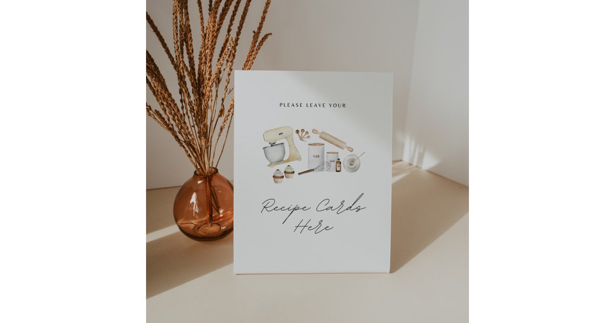 Recipe Cards Sign Stock the Kitchen Bridal Shower | Zazzle