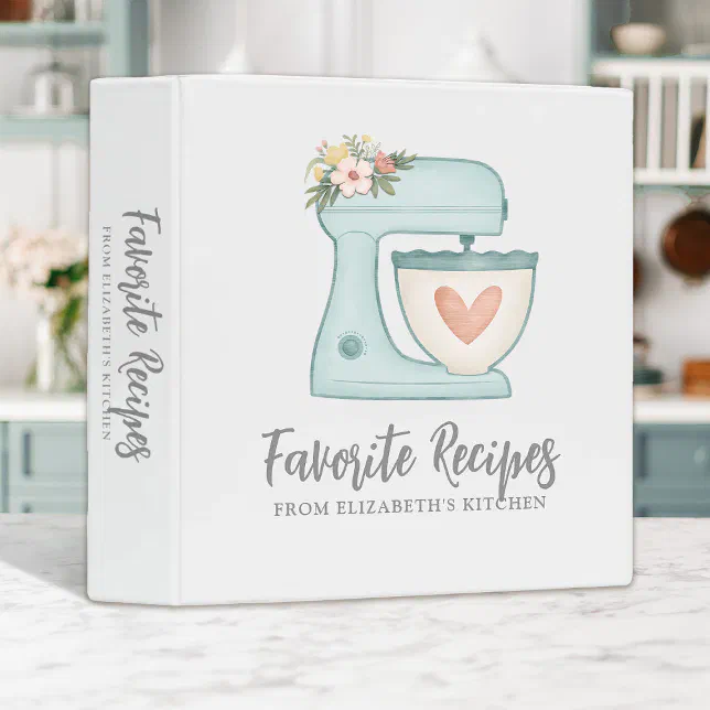 Recipe Cookbook Cake Mixer Bakery 3 Ring Binder | Zazzle