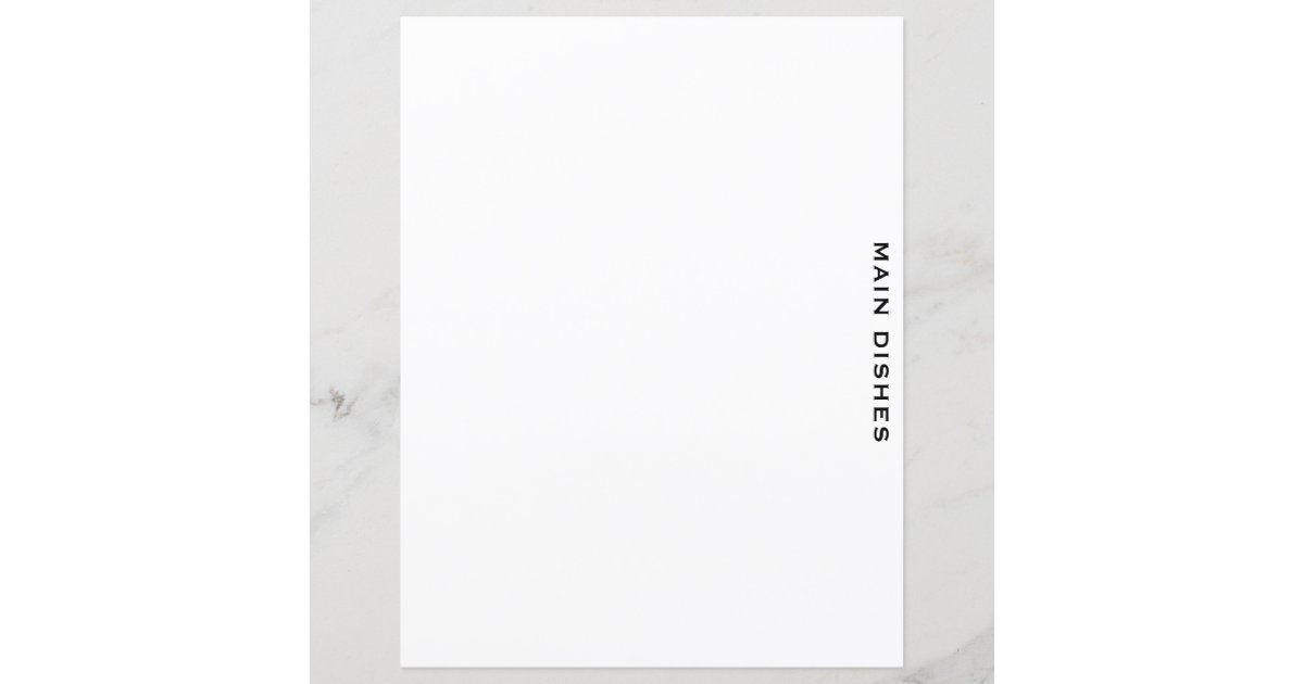 Recipe Divider | Main Dishes | Simple White | Zazzle