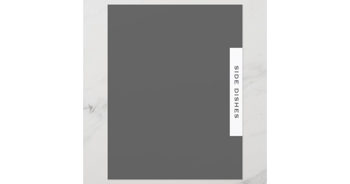 Recipe Divider | Side Dishes | Simple Gray & White | Zazzle