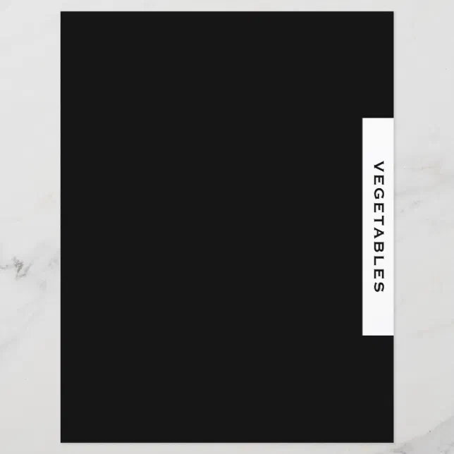 Recipe Divider | Vegetables | Black & White | Zazzle