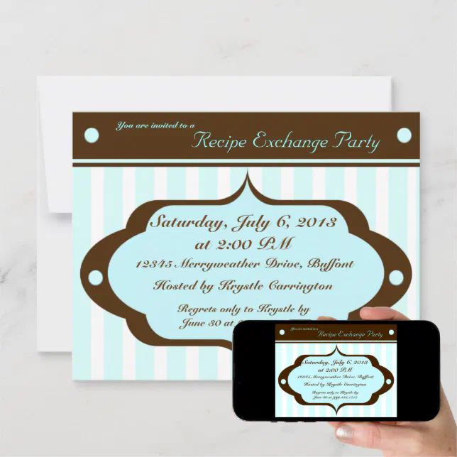 Recipe Exchange Party Invites with Recipe Card | Zazzle