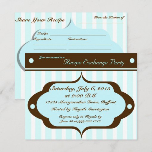Recipe Exchange Party Invites with Recipe Card | Zazzle