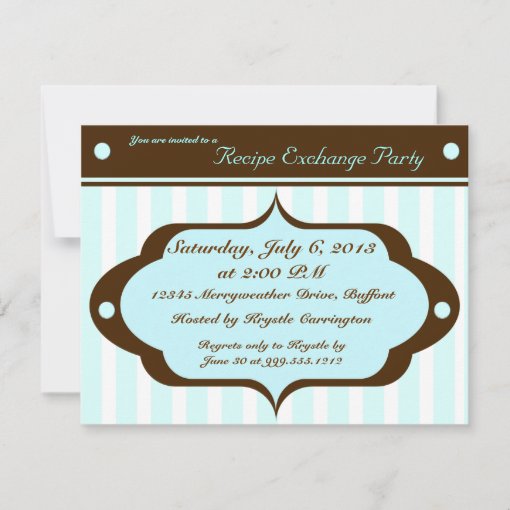 Recipe Exchange Party Invites with Recipe Card | Zazzle
