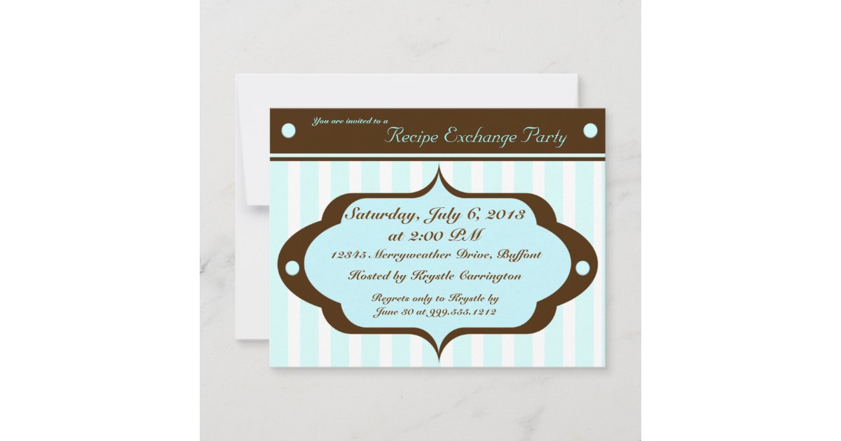 Recipe Exchange Party Invites with Recipe Card | Zazzle