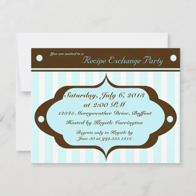 Recipe Exchange Party Invites with Recipe Card | Zazzle