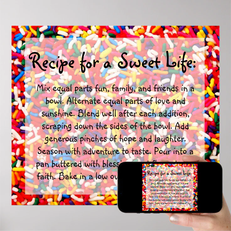 Recipe for a Sweet Life Poster | Zazzle