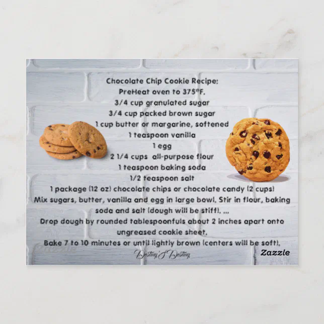 Recipe Kitchen Chef Food Dinner Destiny's Destiny Postcard | Zazzle