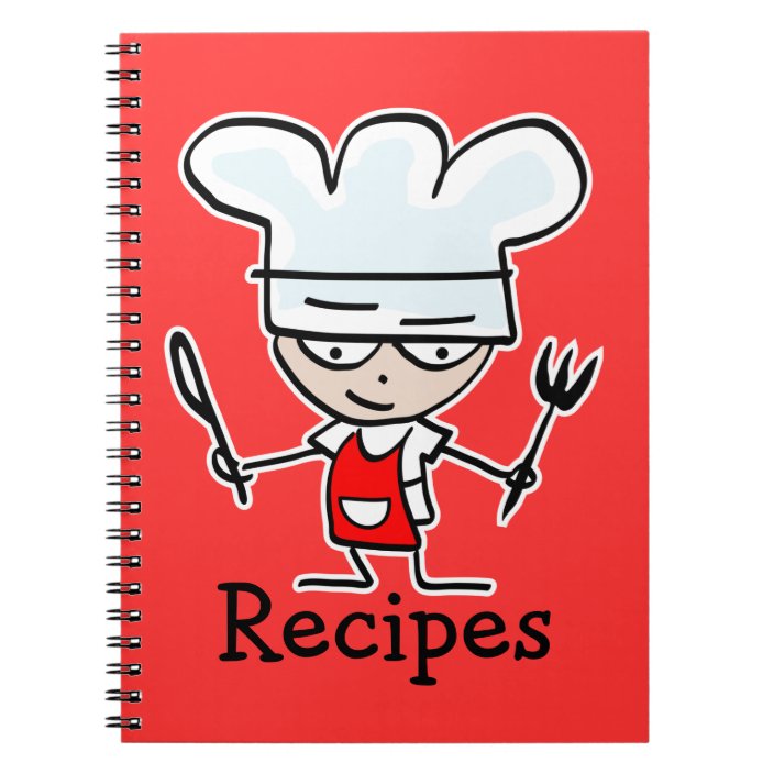 Recipe notebook with cute cartoon chef cook | Zazzle.com