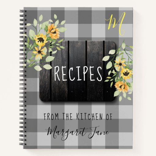 Recipe organizer cookbook farmhouse kitchen rustic notebook | Zazzle