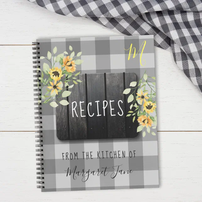 Recipe organizer cookbook farmhouse kitchen rustic notebook | Zazzle