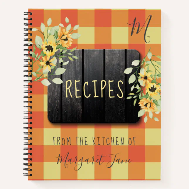 Recipe organizer cookbook retro kitchen rustic notebook | Zazzle