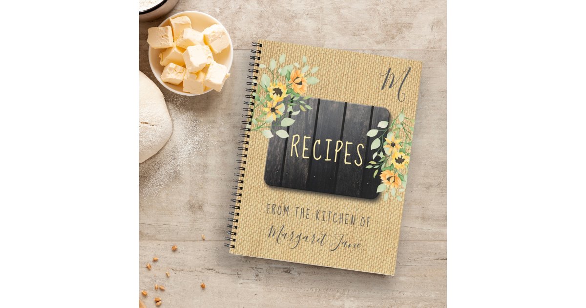 Recipe organizer cookbook vintage kitchen rustic notebook | Zazzle