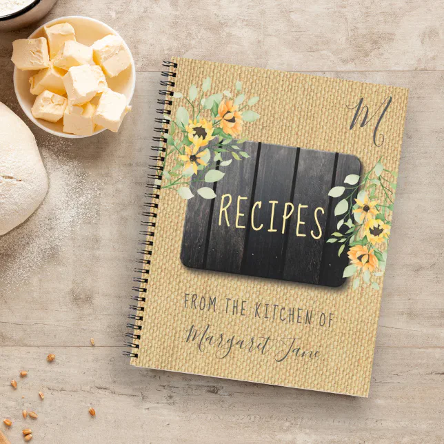 Recipe organizer cookbook vintage kitchen rustic notebook | Zazzle