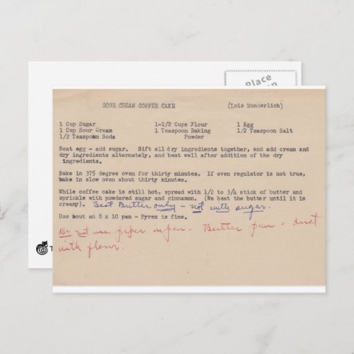 Recipe Post Card | Zazzle