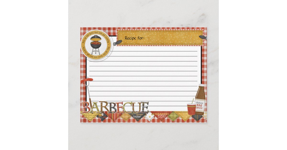 Recipe Postcard Fire Up the Barbecue Grill | Zazzle