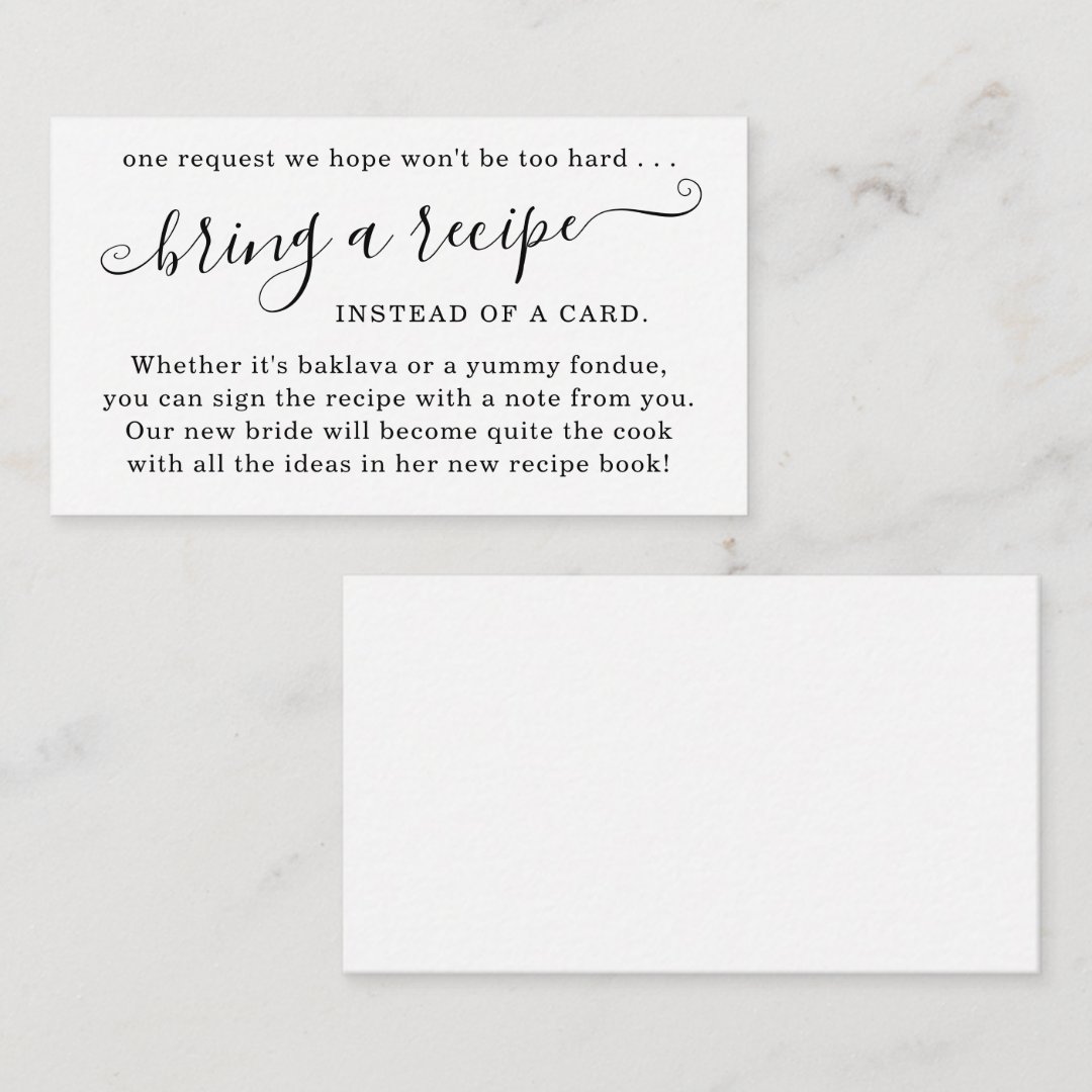 Recipe Request for Bridal Shower Invitation | Zazzle