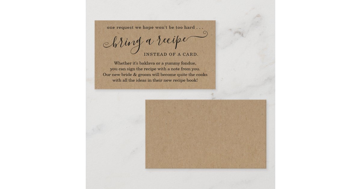 Recipe Request for Couple's Shower Invitation | Zazzle