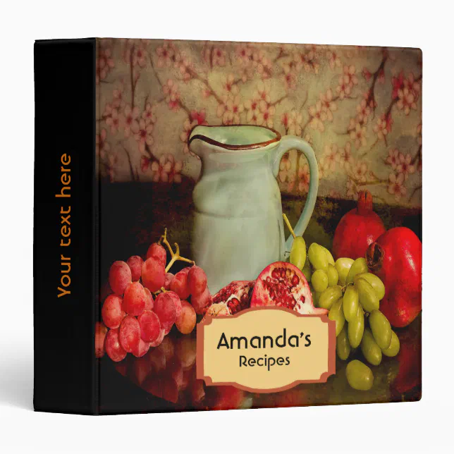 Recipe rustic cookbook binder with grapes wine mug | Zazzle