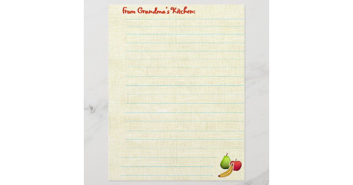 Recipe Sheet - Fruity | Zazzle